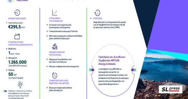 Νέα μεγάλη μεταλλευτική, μεταλλουργική και βιομηχανική επένδυση της METLEN ύψους €295,5 εκατ ...